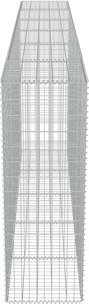 Gabionová zeď s víky z pozinkované oceli 300 x 50 x 150 cm 143593