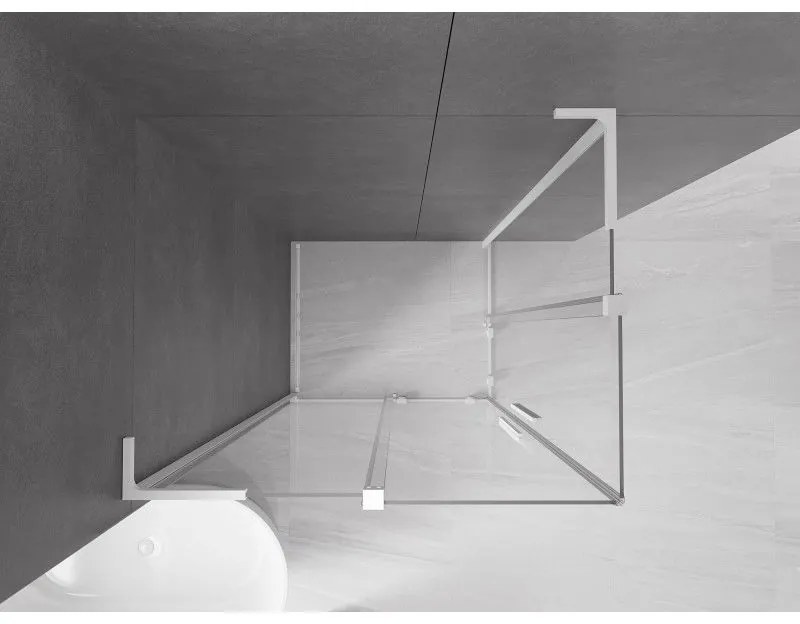 Mexen Velar L Duo, sprchový kout s posuvnými dveřmi 100 x 90 cm, 8mm čiré sklo, bílá matná, 871-100-090-02-03-20