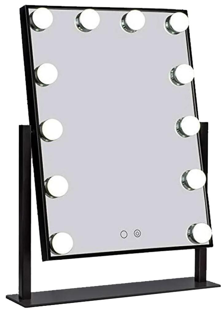 MMIRO, Hollywoodské make-up zrcadlo s osvětlením L503B 48 x40 cm | černá L503B
