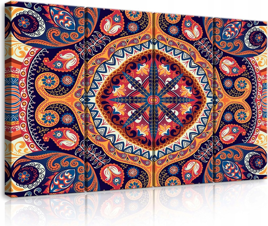 Obraz 120x80 Mandala polyptych etnický vzor ornament jasné barvy