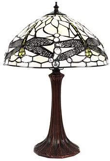 Stolní lampa Tiffany WHITE DRAGONFLY Clayre &amp; Eef 5LL-9335W