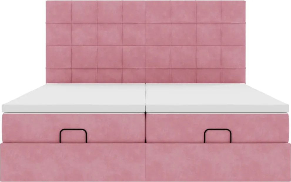Osmanský rám postele s matrací růžová 200x200cm samet 3313783