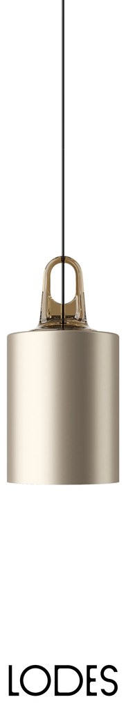 Lodes Závěsné svítidlo Jim Cylinder, Ø 17,5 cm, 1xE27 Barva: Matná champagne, Barva struktury: Šedá