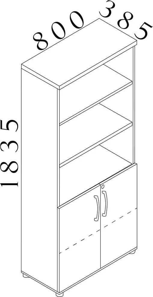 Vysoká skříň Visio LUX 80 x 38,5 x 183,5 cm, dub