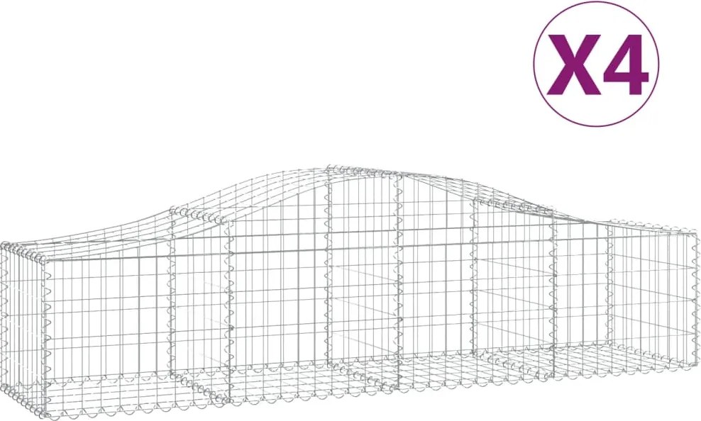 Klenuté gabionové koše 4 ks 200x50x40/60 cm pozinkované železo 3145579