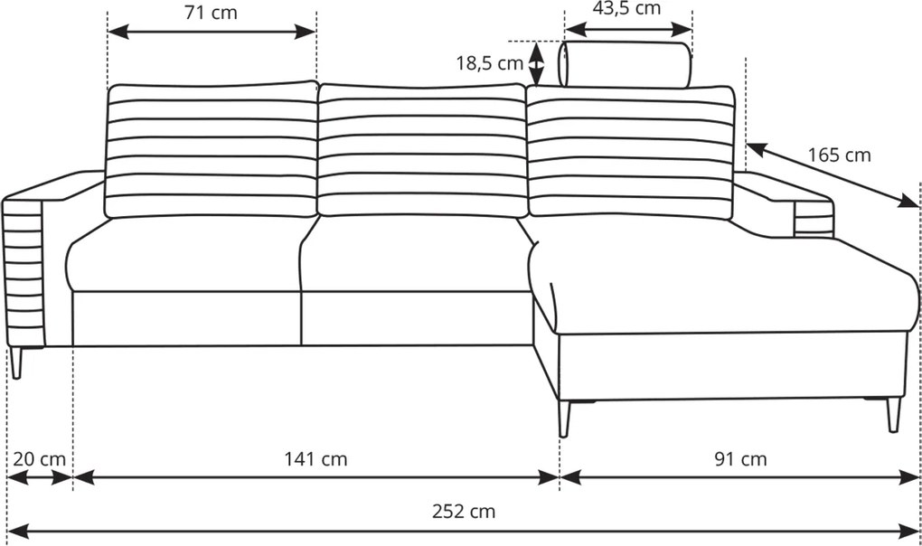 Sedací souprava COLLIN | 165x252 cm | rozkládací s úložným prostorem | záhlavník v ceně | VÝBĚR TKANINY
