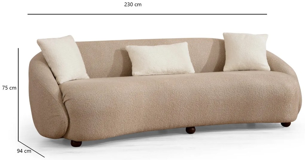HANAH HOME třímístná pohovka NAPOLI hnědá 569HLN1138
