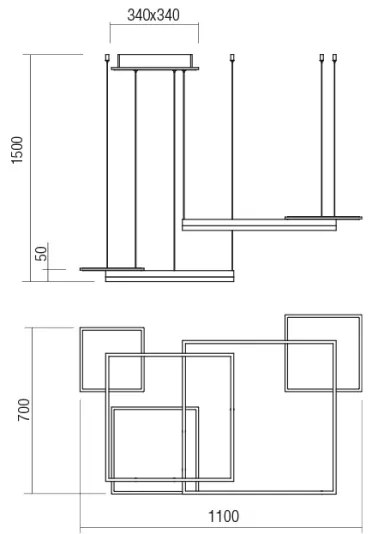 Redo 01-2615 - LED Stmívatelný lustr na lanku SIGUA LED/137W/230V CRI 90 zlatá