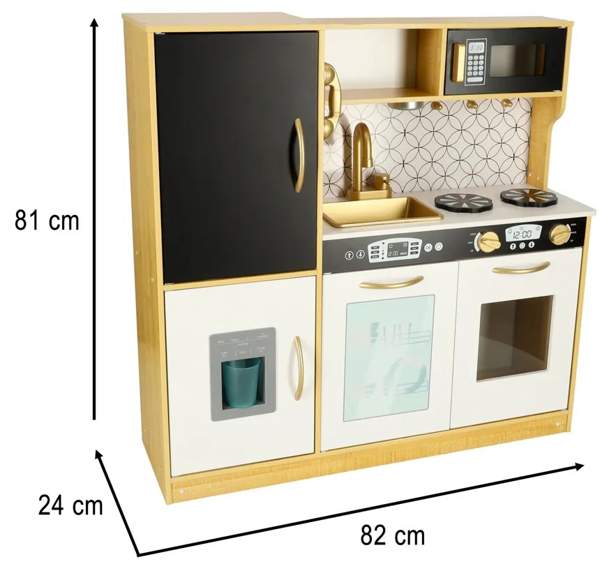 Creative Corner Dětská dřevěná kuchyňka s lednicí zlatá