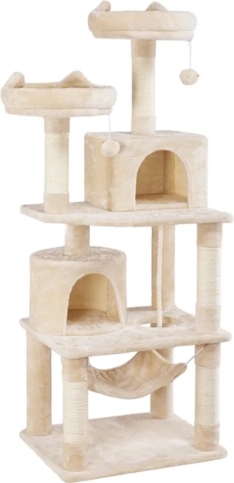 Kočičí nábytek se škrabadlem Yaheetech – béžová, 158 cm (256300328928)