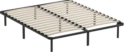 HOMCOM rám postele 160 x 190 cm, dvoulůžko z masivního dřeva s lamelovým roštem a nohami, úložný prostor pod ním, černá