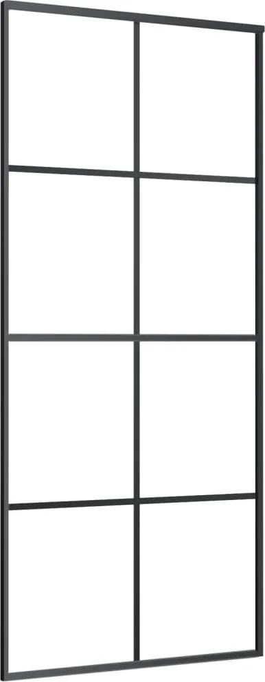 vidaXL Posuvné dveře 90 x 205 cm čiré ESG sklo a hliník [151670] Barva: Bílá