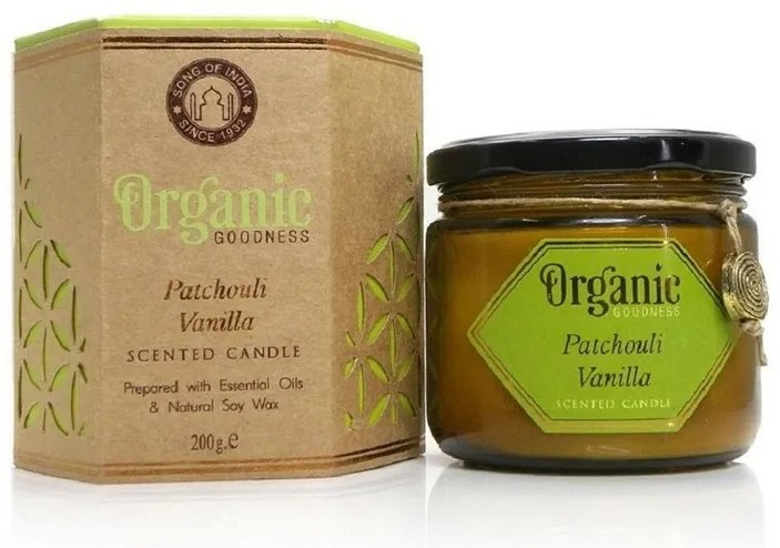 Přírodní vonná sojová svíčka 200g v jantarovém skle, Patchouli Vanilla