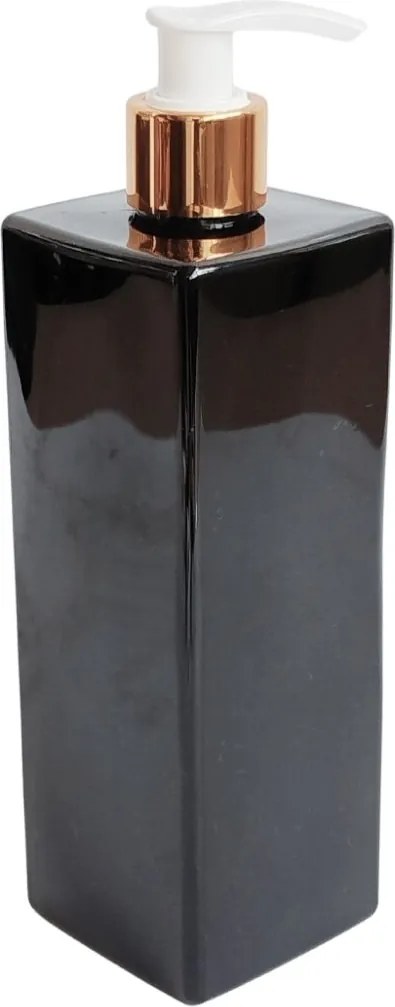 Dávkovač na mýdlo 500 ml černý s bílo-zlatou pumpičkou LUNA