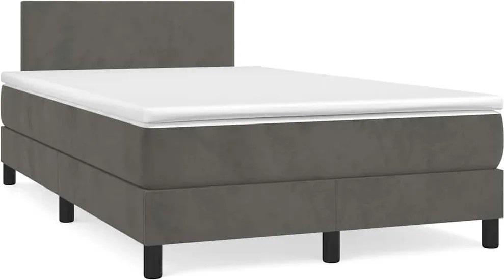 Box spring postel s matrací a LED tmavě šedá 120 x 190 cm samet 3270142
