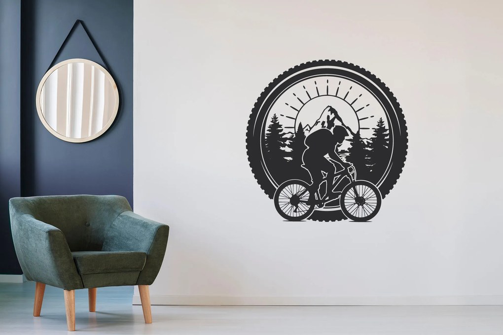 Samolepka na zeď Cyklista - kolo Barevná varianta: Černá, Velikost (šířka x výška): 45x45cm