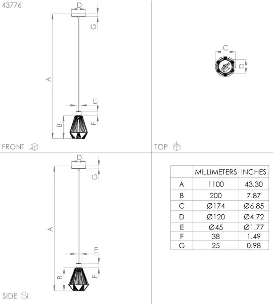 Eglo 43776 - Lustr na lanku ADWICKLE 1xE27/40W/230V