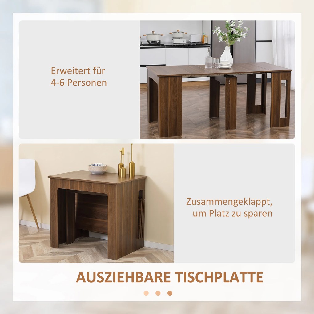 HOMCOM jídelní stůl rozkládací kuchyňský stůl jídelní stůl do obývacího pokoje jídelna moderní design hnědá 180 x 85 x 75cm