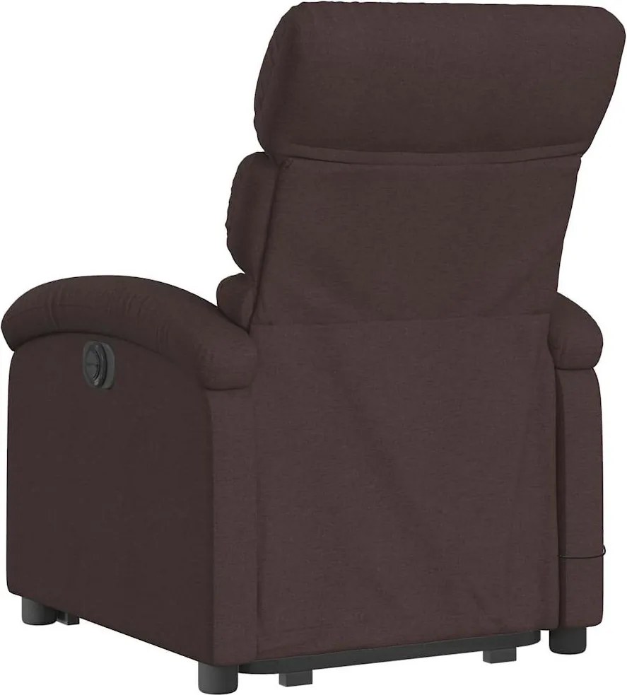 Zvedací masážní polohovací křeslo tmavě hnědé textil 3203995