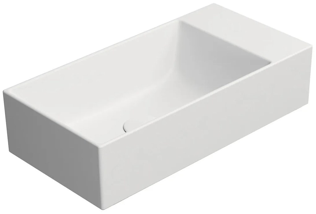 GSI GSI, KUBE X keramické umyvadlo 50x25cm, bez otvoru, pravé/levé, bílá mat, 9486009