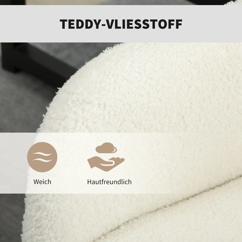 HOMCOM Otočná kancelářská židle na kolečkách, židle ke stolu, fleecová látka, pěna, výškově nastavitelná, home office, krémově bílá