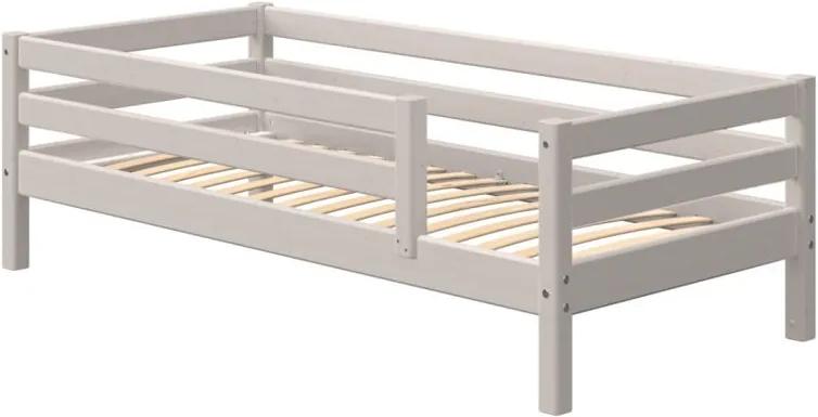 Šedá dětská postel z borovicového dřeva s 3/4 bezpečnostní lištou Flexa Classic