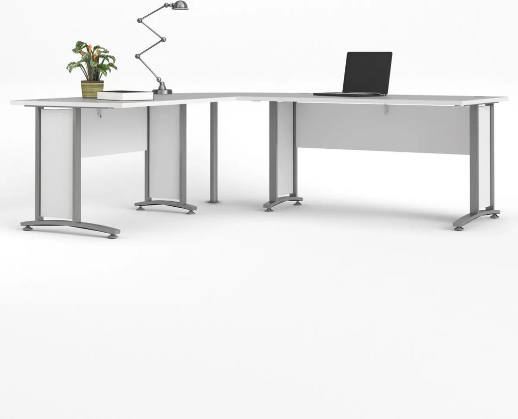 FALCO Rohový psací stůl Office 80400/72 bílá/silver grey