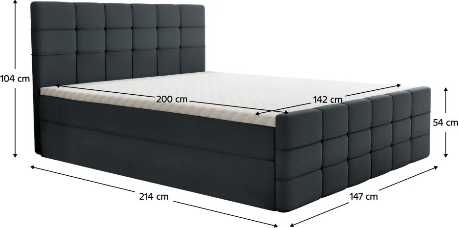 Boxspringová postel, 140x200, šedá, BEST