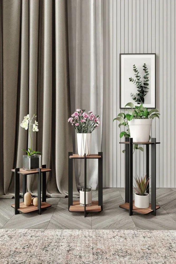 Wooden Plant Stand Flower Desk Square - Walnut
