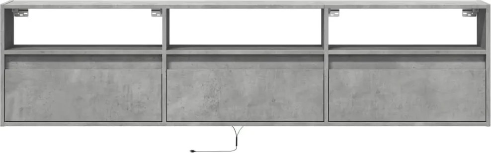 Nástěnná TV skříňka s LED betonově šedá 180 x 31 x 45 cm 3307943