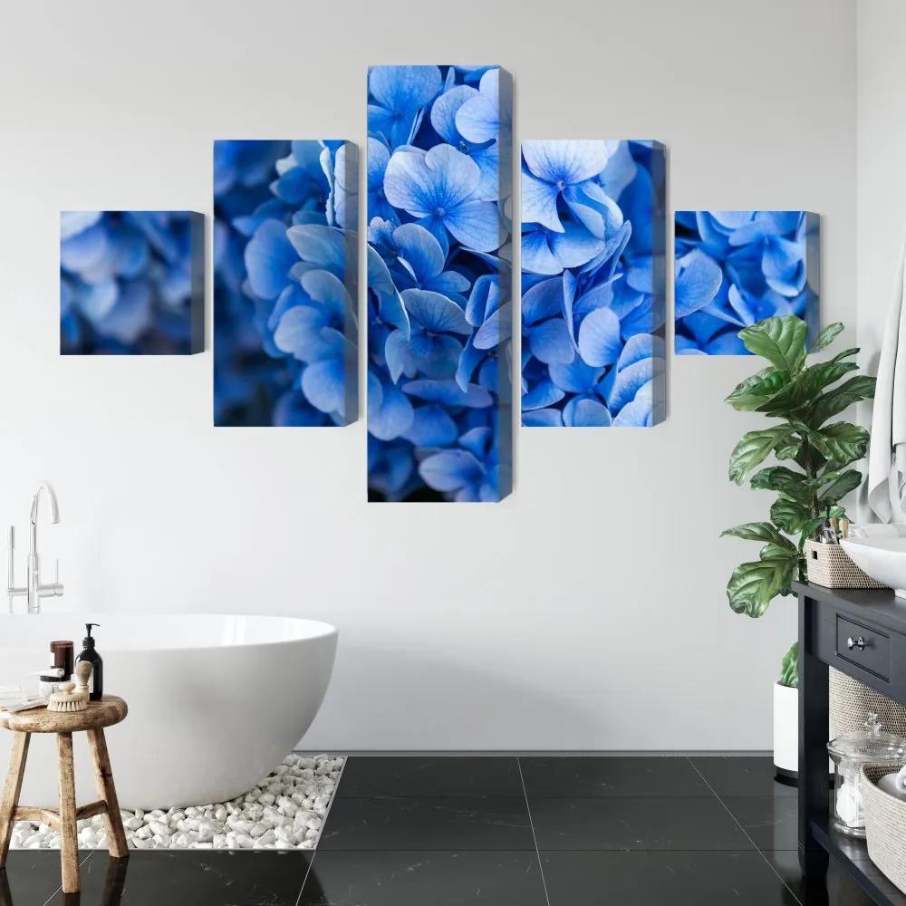 Vícedílný obraz Modré Květy Hortenzie Zblízka Nedostatek Nedostatek Plátno Canvas 150x90