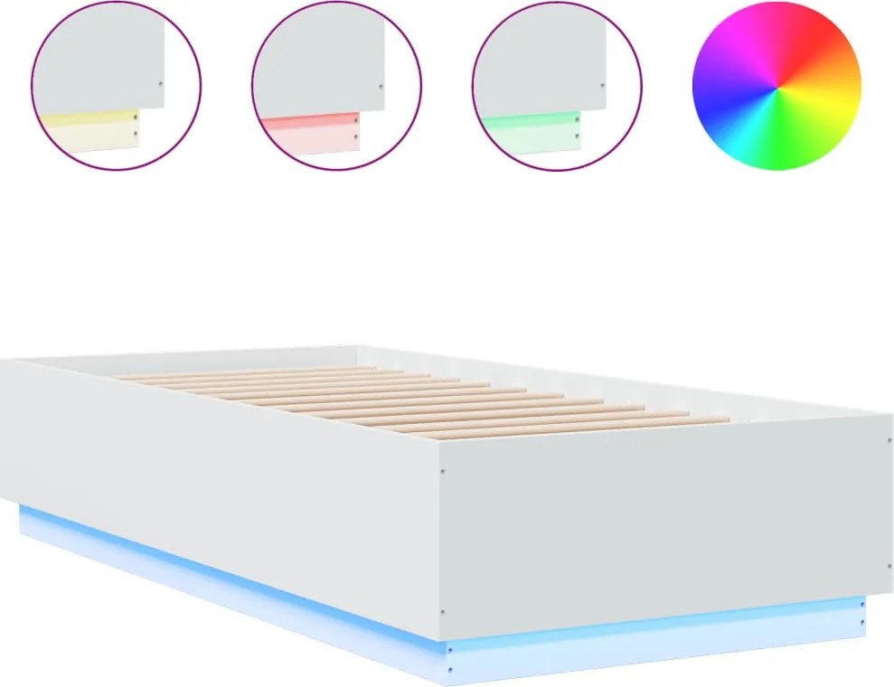 Rám postele s LED osvětlením bílý 90 x 200 cm kompozitní dřevo 3209632