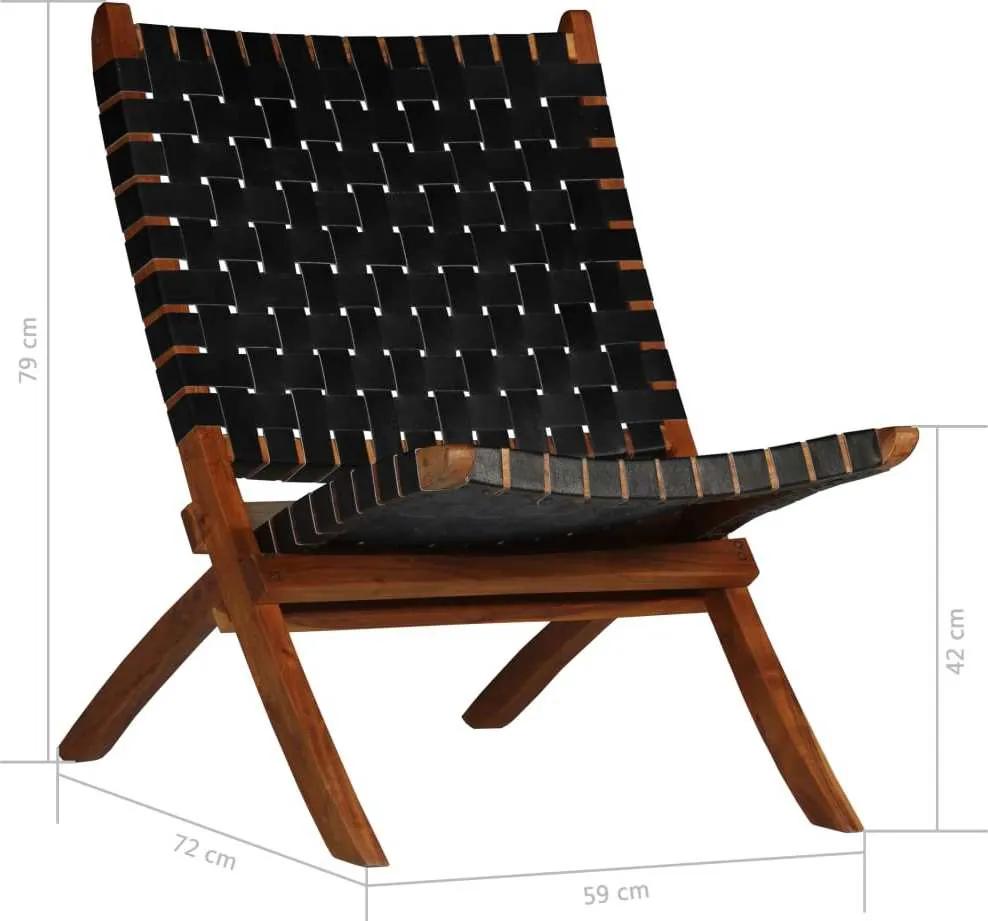 vidaXL Skládací židle vyplétaná pravá kůže [246366] Barva: Hnědá