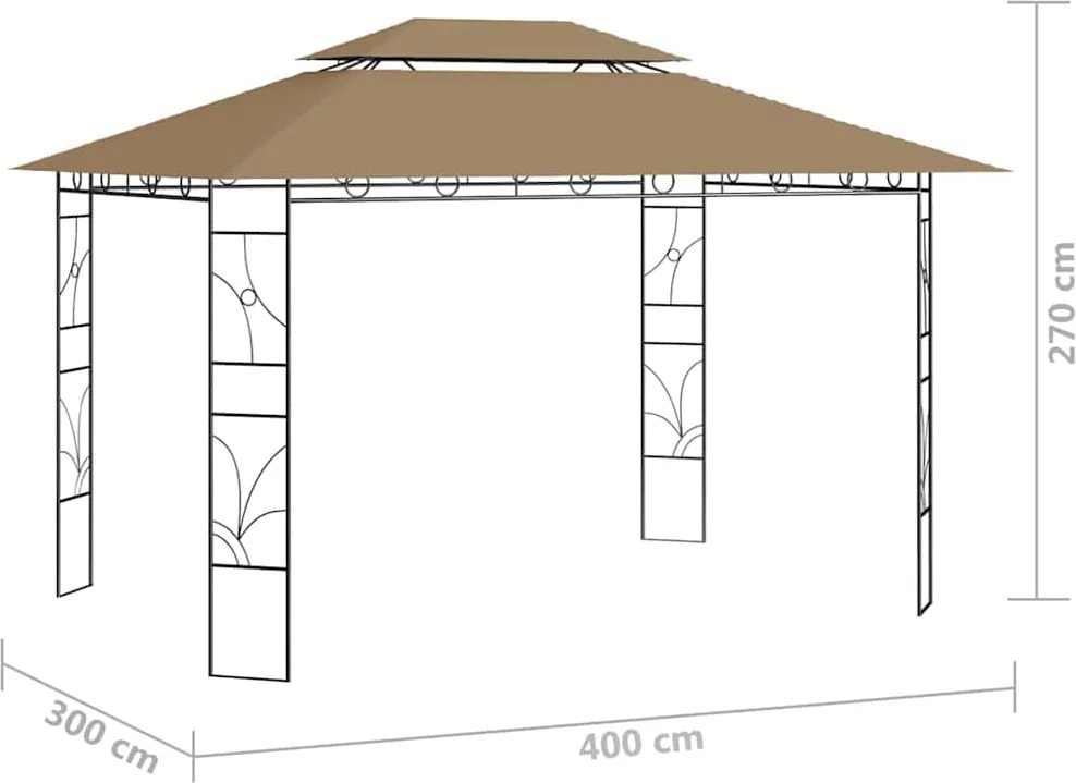 Altán 4 x 3 x 2,7 m taupe 160 g/m² 313916