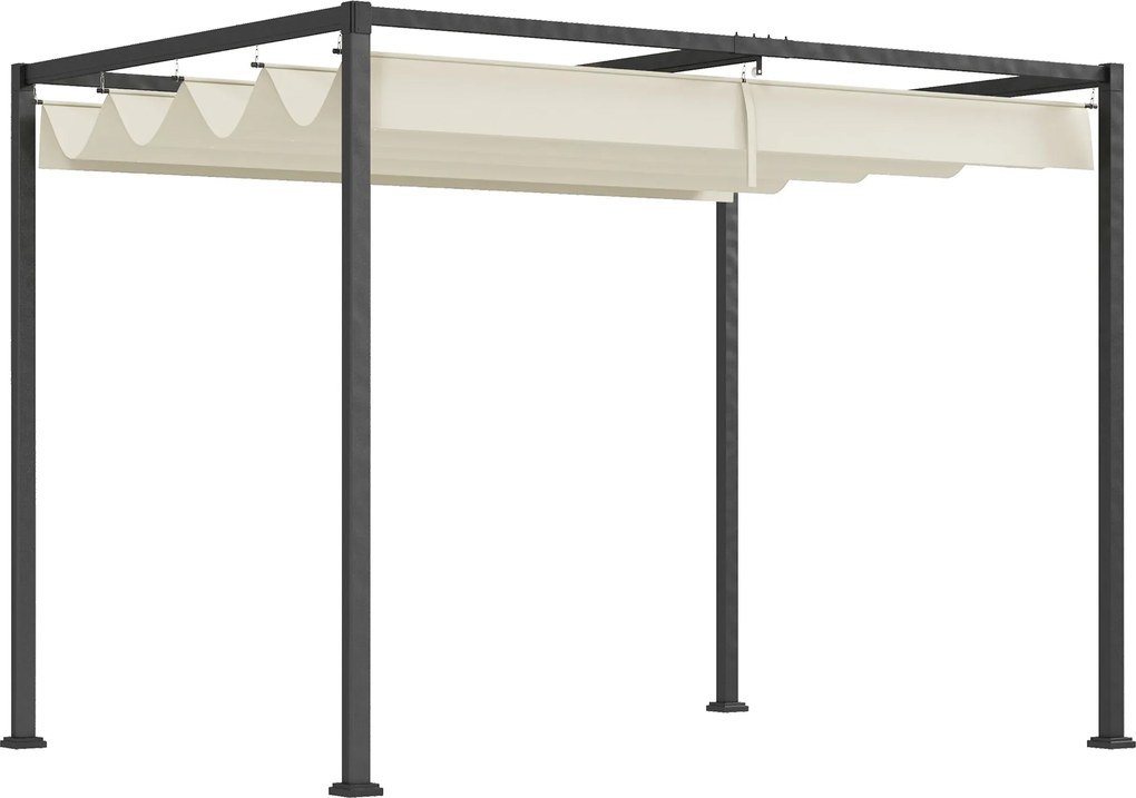 Outsunny Pergola 3x2 m Zahradní Altán Elegantní Design s Roztahovacím Polyesterovým Střechou Odolným proti UV Záření a Vodě pro Oslavy, Party a Svateb