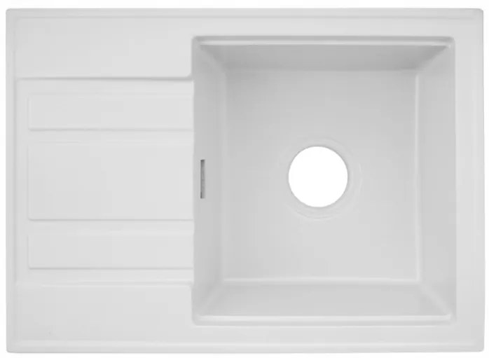 Gamma Modern 6040, 1-komorový granitový dřez 580x420x185 mm s krátkým odkapávačem, bílá, GMA-ZM-6040-WH