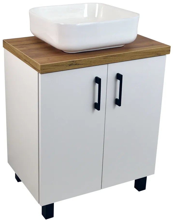 Comodo Koupelnová skříňka pod deskové umyvadlo ROSO W 60-HD - bílá/zlatý dub