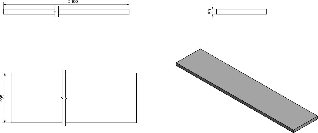 Sapho AVICE 240 x 50 cm deska dub tmavý