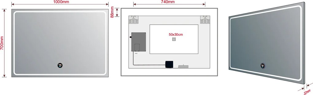 Sapho Sapho, GEMINI zrcadlo s LED osvětlením 100x70cm, chytré funkce, GM100K
