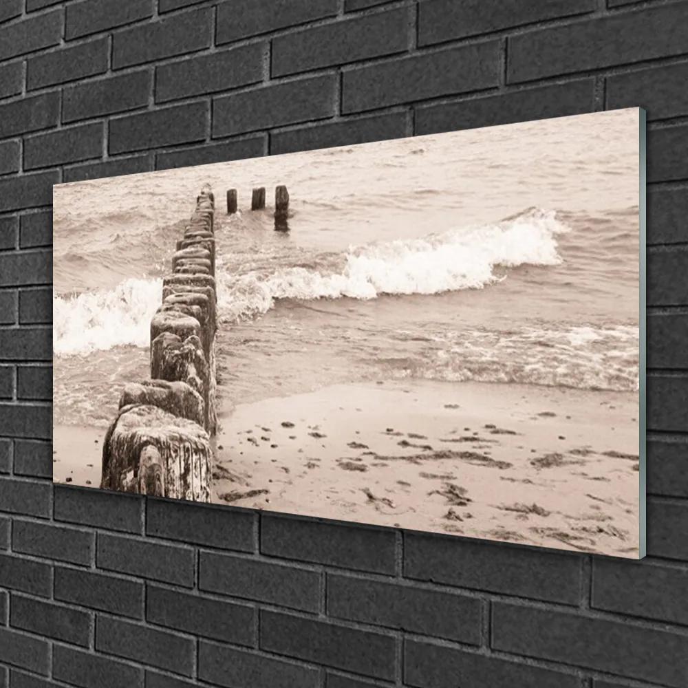 Obraz na skle Moře Pláž Architektura 120x60 cm