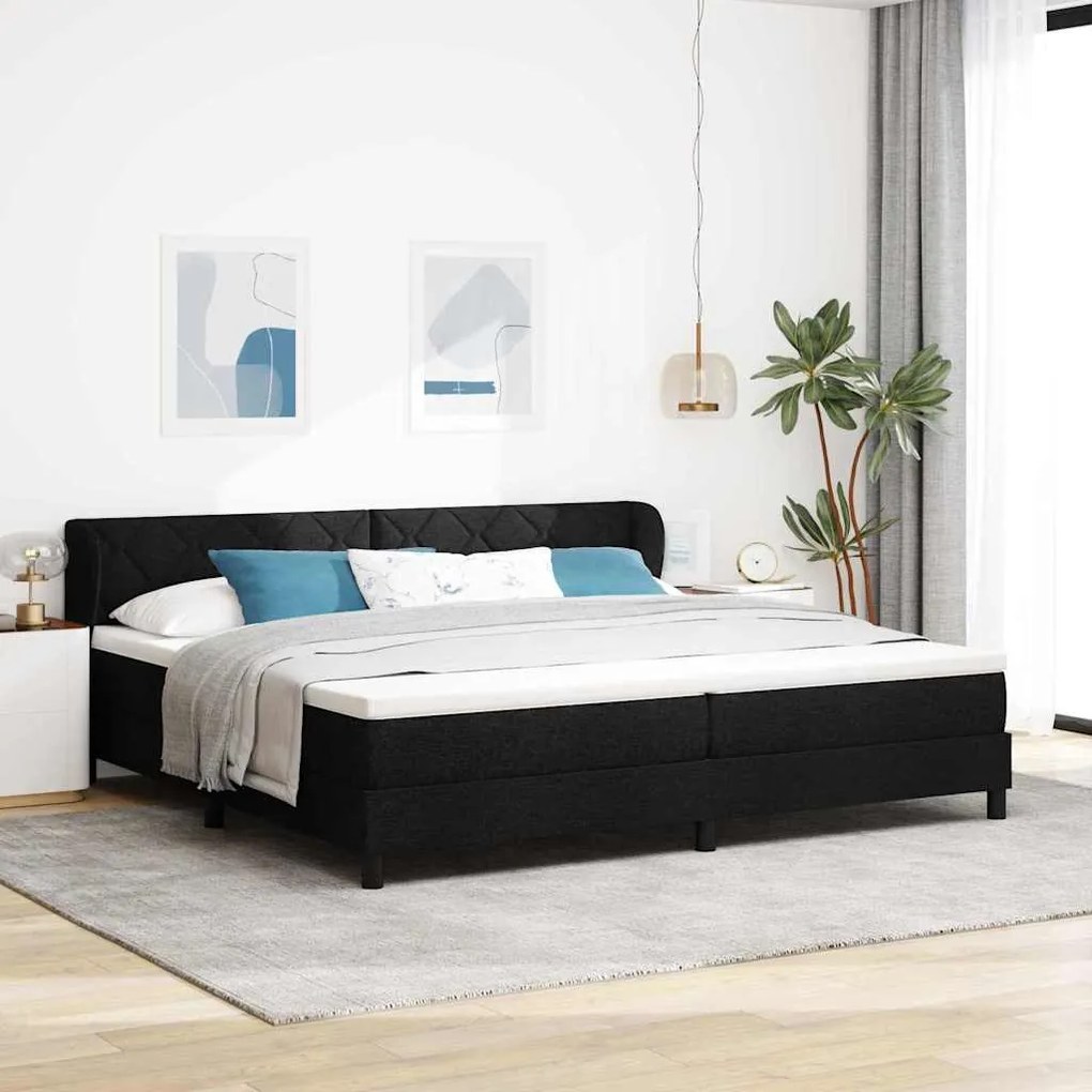 Postel s boxspringem s čelo Černá 200 x 200 cm textil 3340110