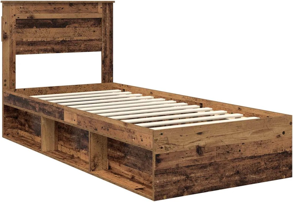 Rám postele s čelo Staré dřevo 75 x 190 cm Masivní borové dřevo 3409821