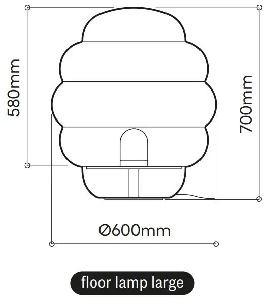 Bomma Luxusní stojací lampa Blimp large, ø 60 cm Barva skla: černá montura, amber