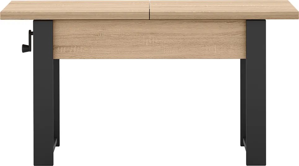 Rozkládací polohovací konferenční stolek HOGO 3v1 | 120-157x62,5-74,5x67 cm | síla horní desky 32 mm | dub sonoma/černé nohy