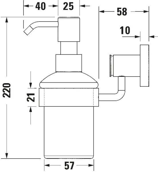 Duravit 99164600 - Nástěnný dávkovač mýdla D-CODE 390 ml mléčné sklo/matná černá