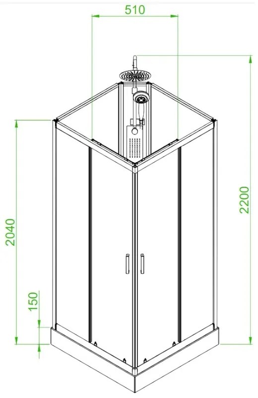 BPS-koupelny Hydromasážní box HYD-LI100, 100x100 cm, kartáčovaný chrom/transparent