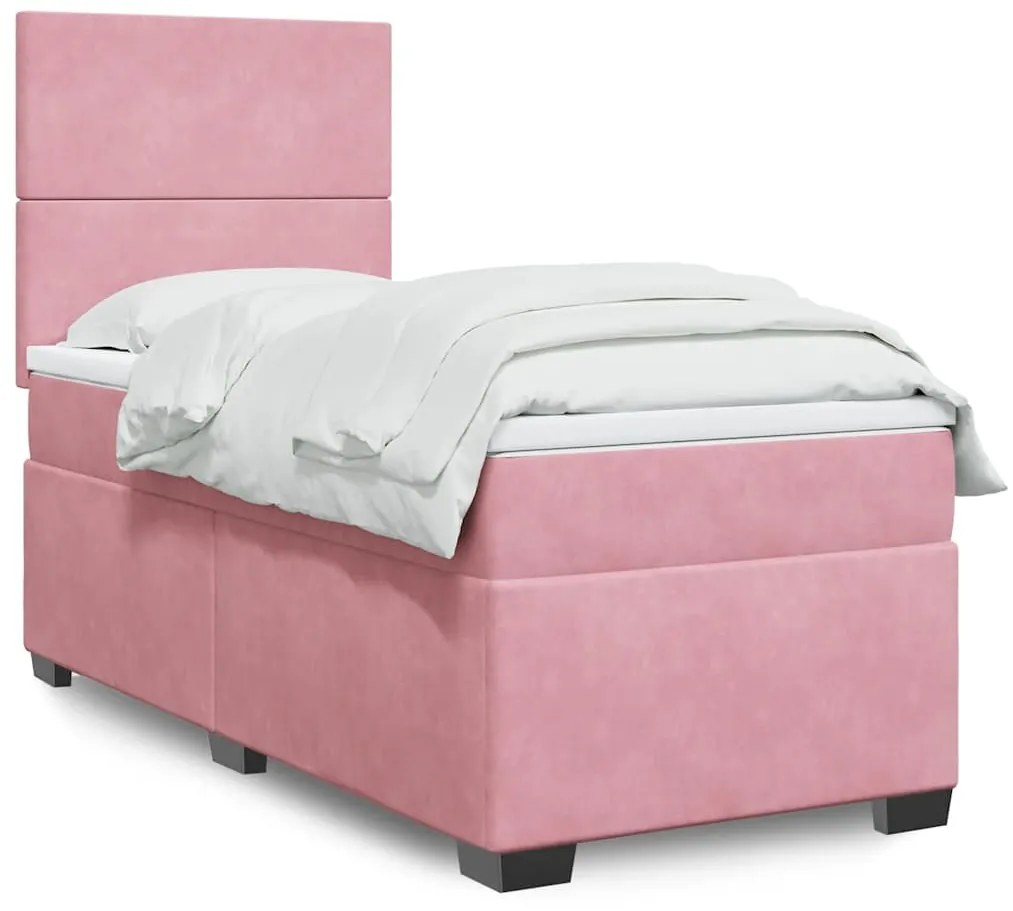 Box spring postel s matrací růžová 100x200 cm samet 3293133