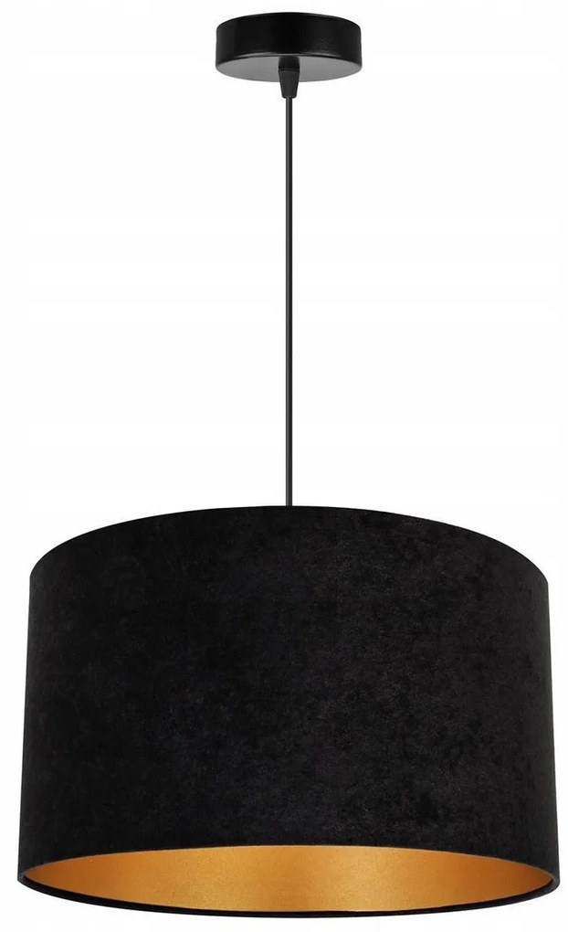 Závěsné svítidlo Mediolan, 1x černé/zlaté textilní stínítko, (fi 35cm)