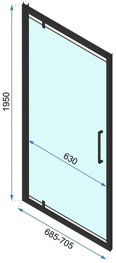 3-stěnný obdélníkový sprchový kout REA RAPID SWING 90/dveře x 80/zástěna cm, černý