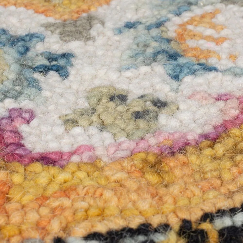 Kusový koberec Wool Loop Dahlia Yellow/Multi, 160x230, žltá, obývacia izba, Flair Rugs